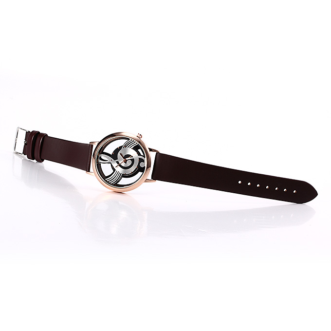 Hollow Treble Clef Style PU Strap Analog Quartz Watch for Woman