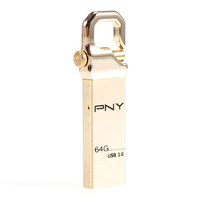 PNY Gold Hook 64GB USB 3.0 Steel Flash Drive U Disk Memory Stick
