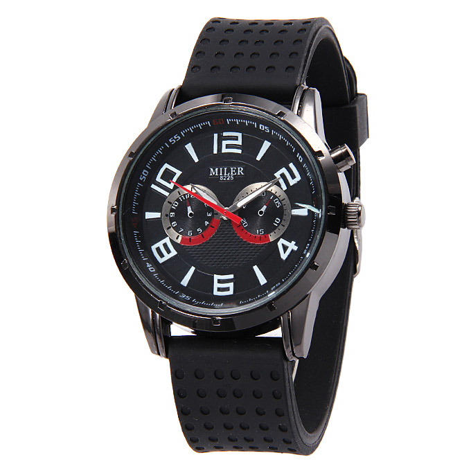 MILER A8225 Stainless Rubber Analog Quartz Sport Watch for Man