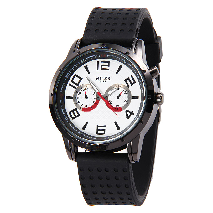 MILER A8225 Stainless Rubber Analog Quartz Sport Watch for Man