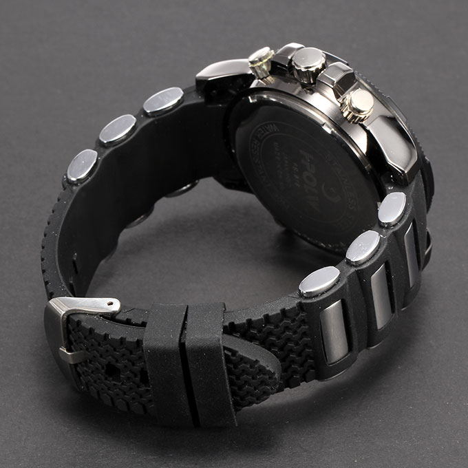 Hpolw FS-818 Men's LED Stainless Steel Analog-Digital Sport Watch