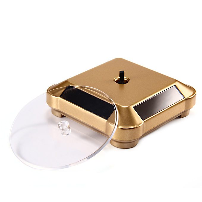 300g Load Solar Power Rotating Display Stand Showcase Plate Golden