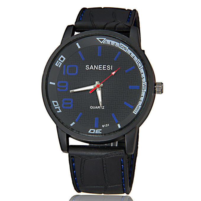 SANEESI Round Dial Silicone Band Analog Sport Quartz Watch for Man