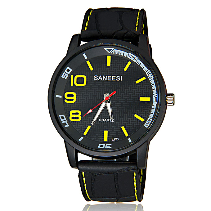 SANEESI Round Dial Silicone Band Analog Sport Quartz Watch for Man