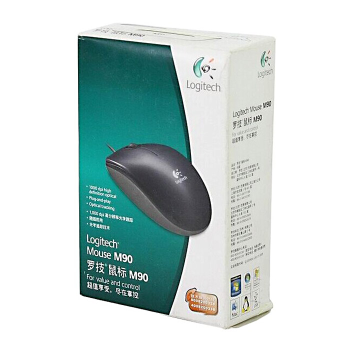 Logitech M90 1000DPI Wired USB Optical Mouse for PC Notebook