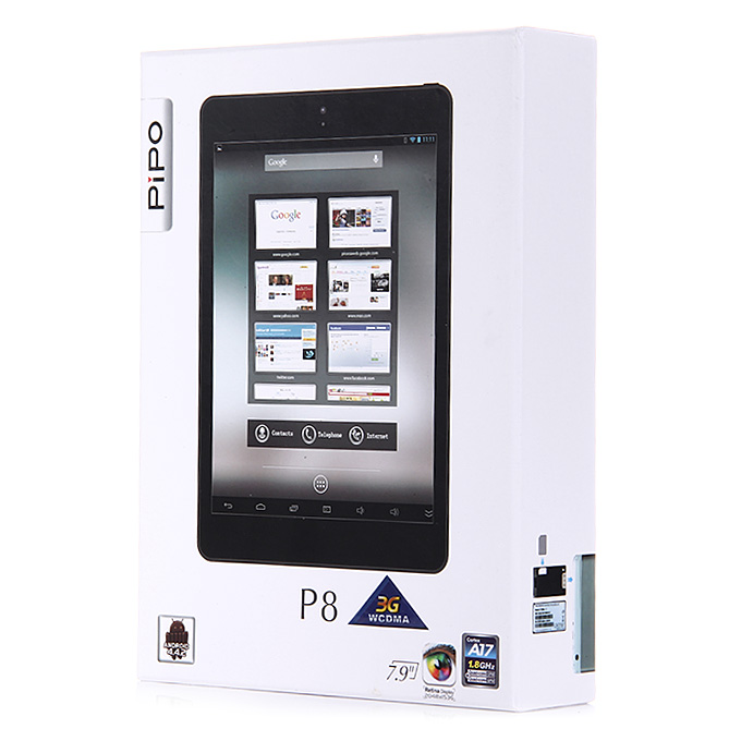 PiPO P8 Quad Core 7.9 Inch Android 4.4 Tablet PC Retina WiFi 3G GPS