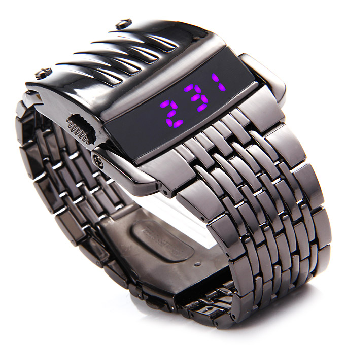 Iron Man Digital LED Steel Band Digital Quartz Wrist Watch for Man