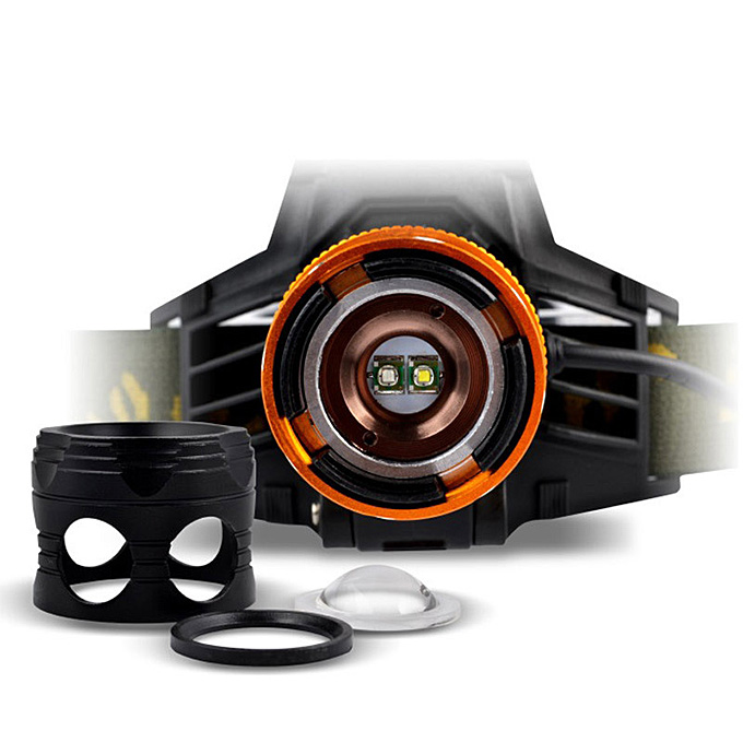 E-SMART Zoom Strong Light Chargable Flashlight Double Light Source LED