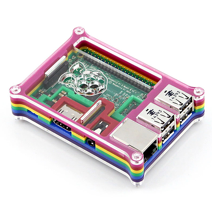 Raspberry Pi 2 Model B Development Board With Rainbow Case