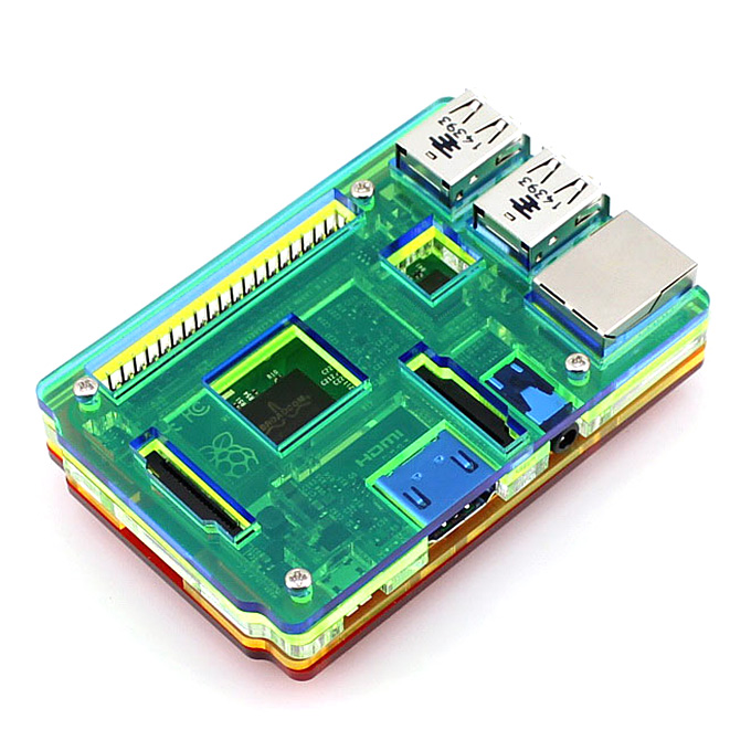 Raspberry Pi 2 Model B Development Board With Rainbow Case