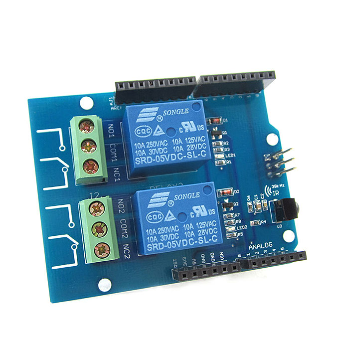 5V 2-Channel IR Relay Shield Expansion Board for Arduino