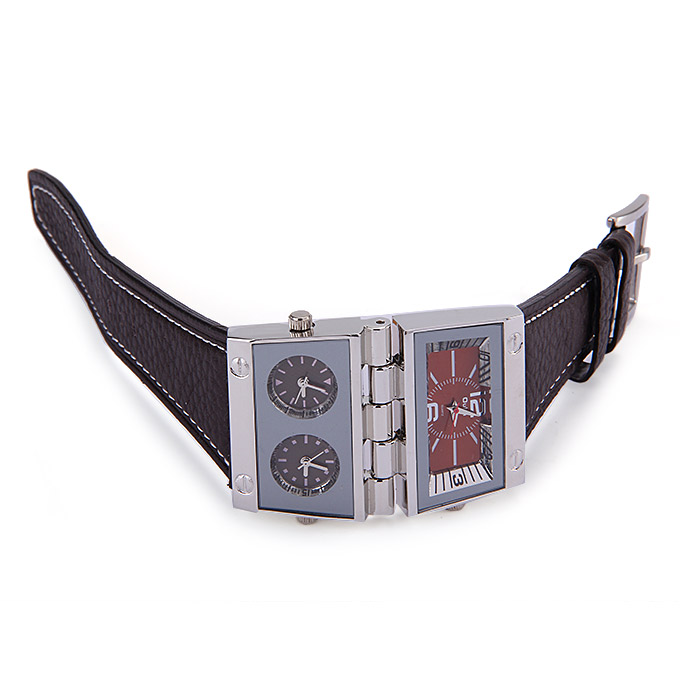 Oulm9525 Fashion Rectangular Dial Display Quartz Wrist Watch with ...