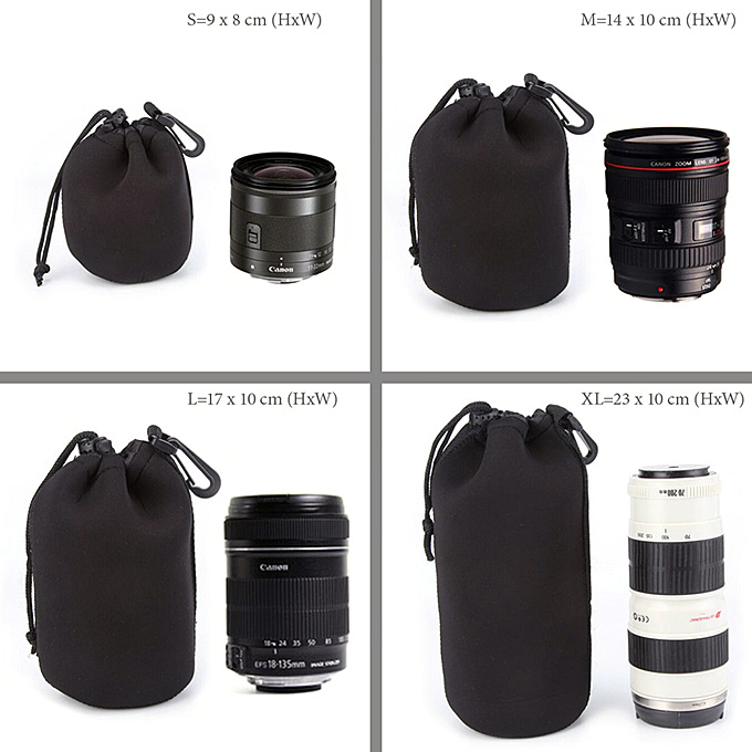 LightDow 4-in-1 Lens Pouch 5mm Thick Neoprene Bag