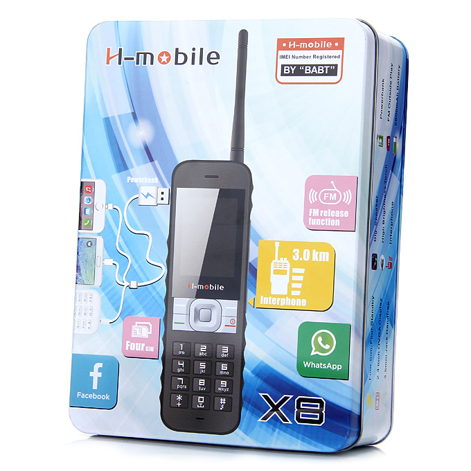 H-Mobile X8 SC6531CA 5600mAh Battery Walkie-talkie Four SIM Phone
