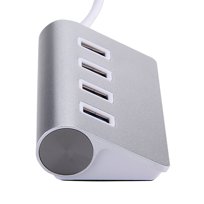 Fast Speed 4 Ports USB 3.0 Aluminum Alloy Hub - Silver