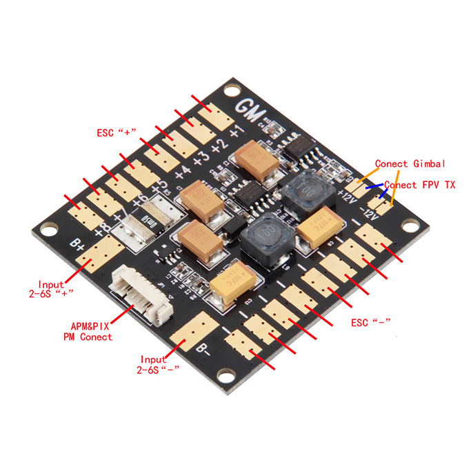 APM 3 In 1 Voltage Current Sensor BEC Distribution Module