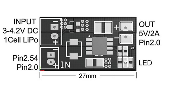 Matek VB2A5V DC-DC 1S 5V Booster Regulation Module Converter