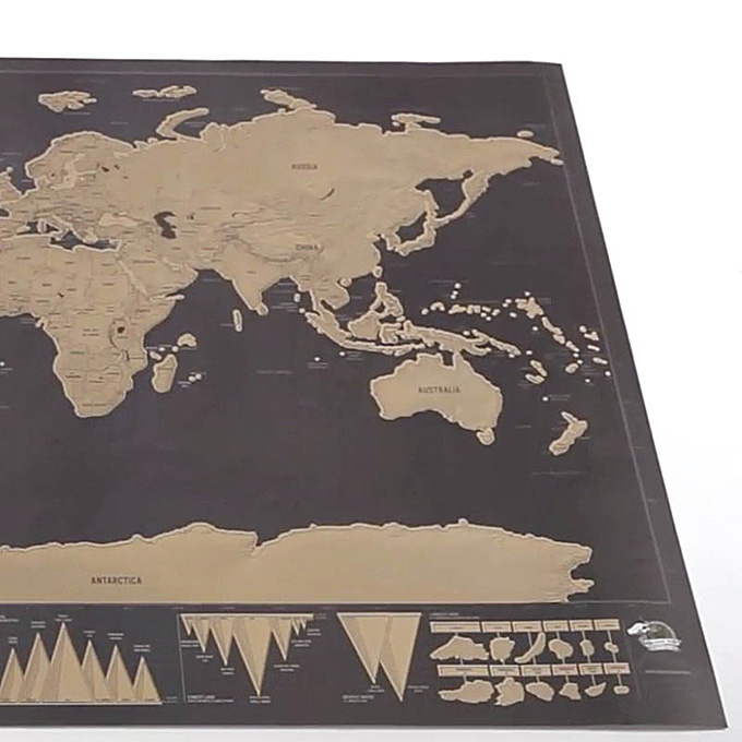 Black Luxury Scratch World Map Cylinder Packing Home Decor Gift