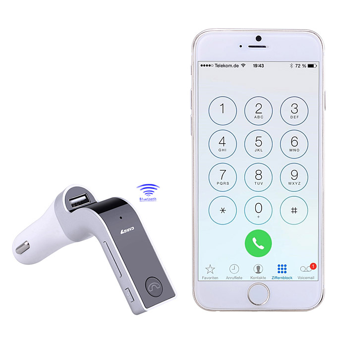 CARG7 USB Bluetooth V2.1+EDR Car Charger w/ Voltage Display TF