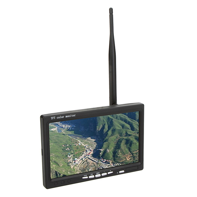 7" LCD HD FPV Monitor Built-in Lipo Battery 5.8G 8CH Wireless Receiver