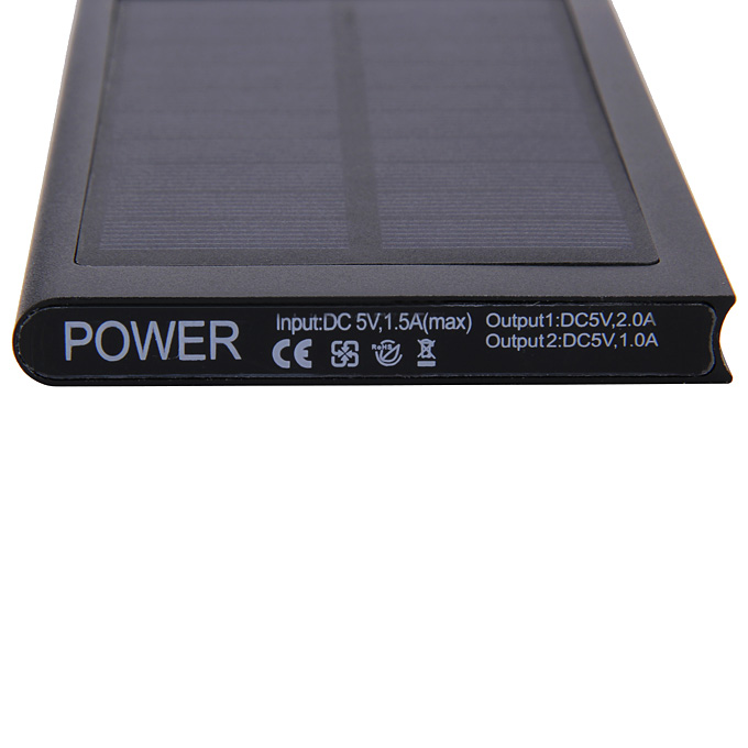 12000mAh Dual USB Solar Panel Power Bank External Backup Battery