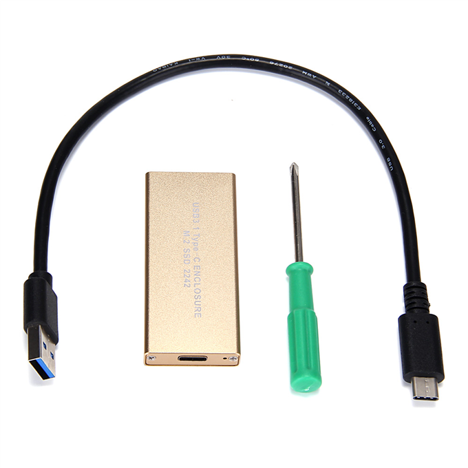USB3.1 Type-C ENCLOSURE M.2 SSD HDD Enclosure - Golden