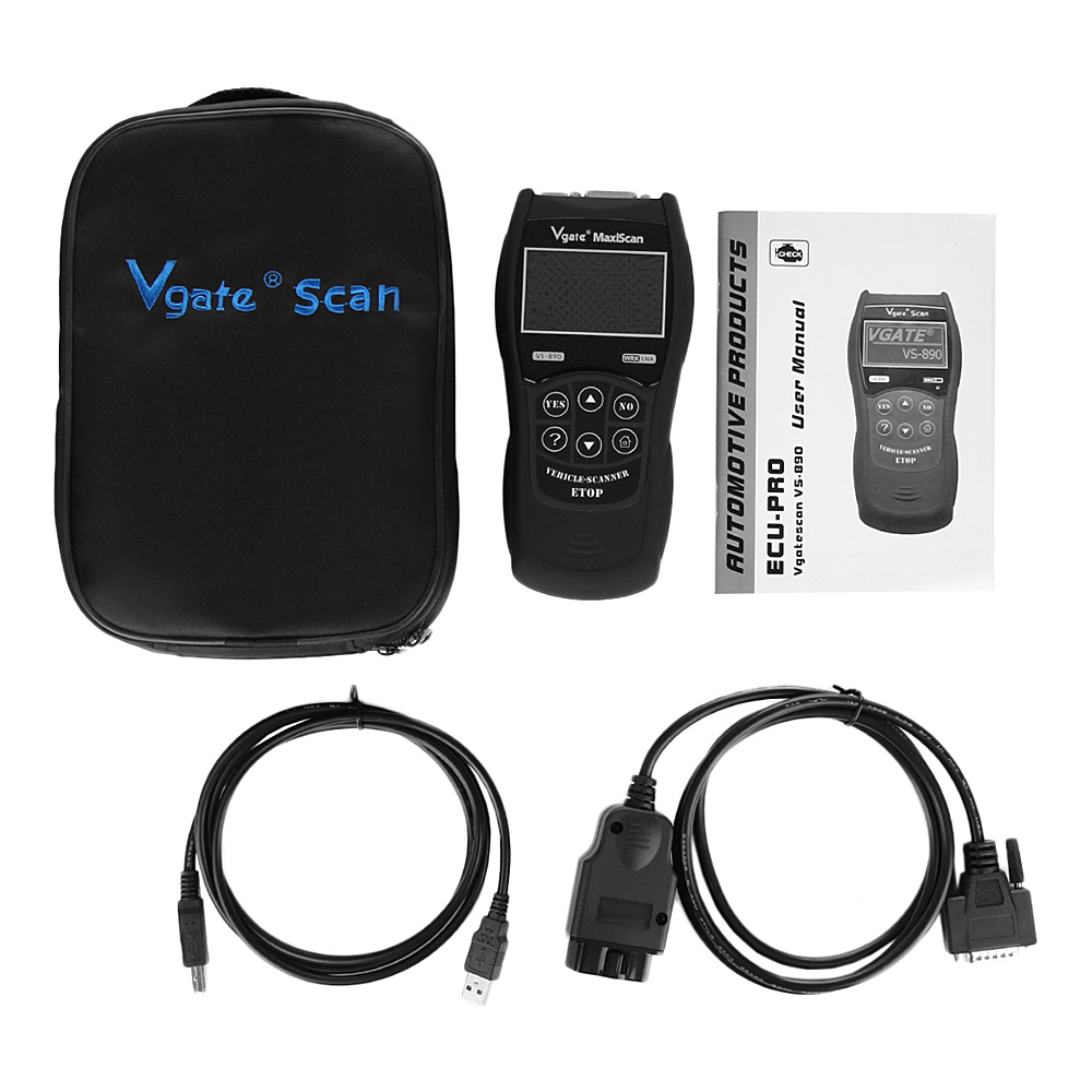 Vgate VS-890 Maxiscan OBD-II + EOBD Code Reader Scanner - Black