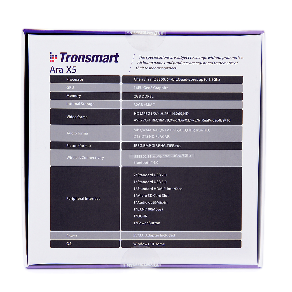 Tronsmart Ara X5 Plus Windows 10 Cherry Trail Z8300 Quad Core TV Box