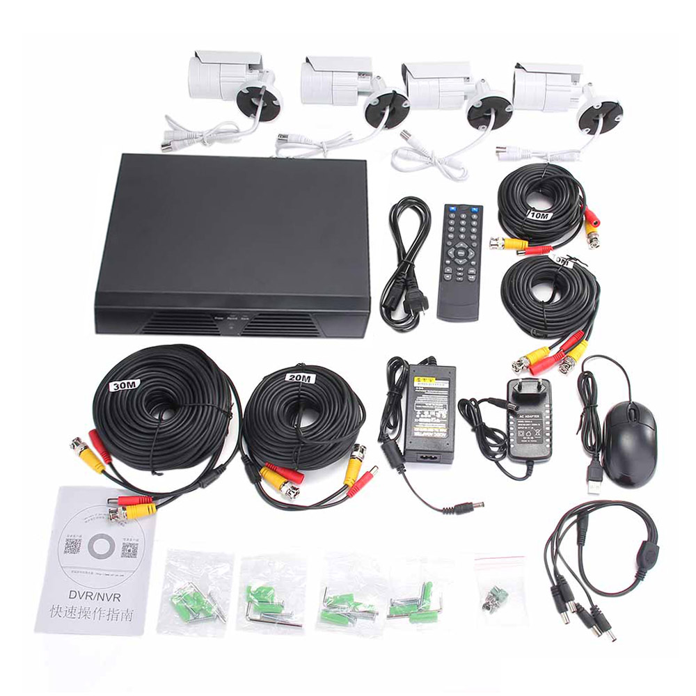 1/4" CMOS Weatherproof DVR Kit with 24 LEDs 4CH CCTV Camera System