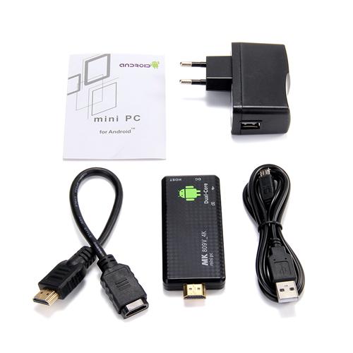 MK809V-4K Android RK3229 TV Dongle + Rii i8+ Hebrew Keyboard Black