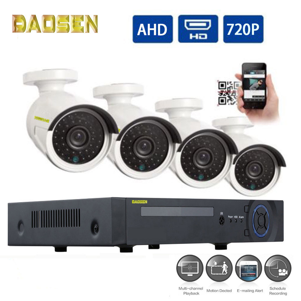 A4X100W1A 4CH HDMI 720P HD Waterproof Outdoor IR-CUT Security Cameras