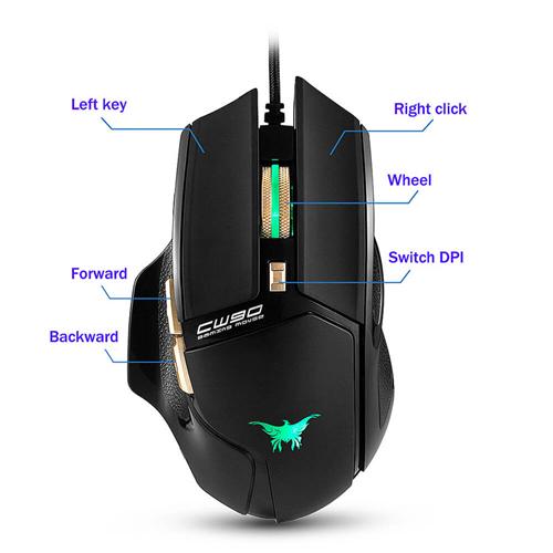 Combaterwing CW-90 6 Keys Optical Gaming Mouse - Black