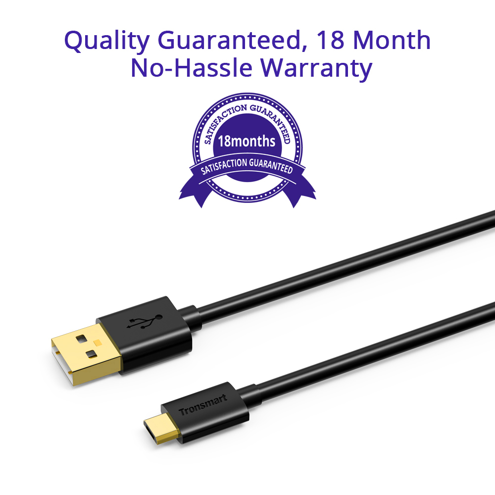 Tronsmart USB 2.0 Gold Plated Male to Micro USB Cable 3 Pack 1.8M