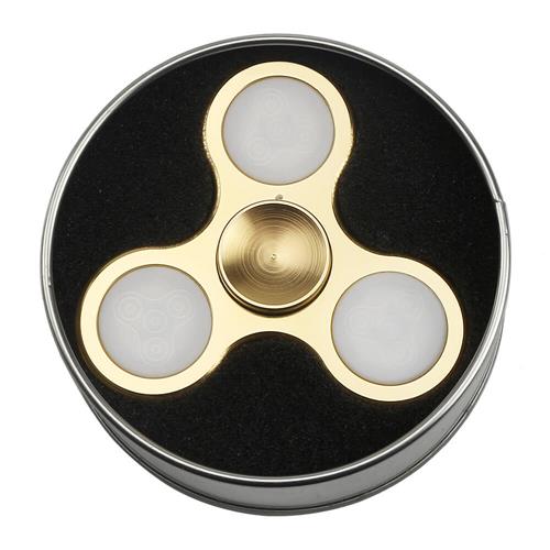 Fidget Hand Spinner 3 Modes Adjustable LED Lights Gold