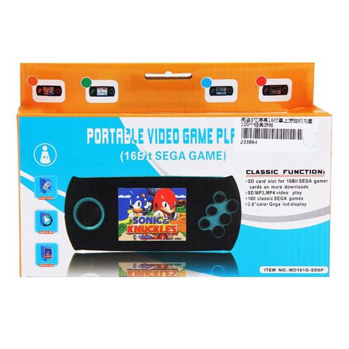 Portable 3 Inch 16 Bit Handheld Game Console Black and Blue