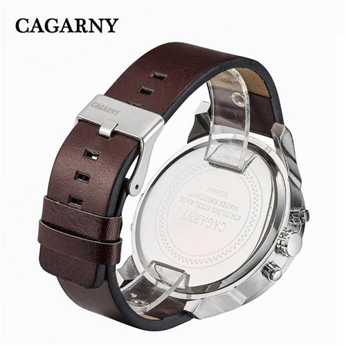CAGARNY 6820 Sport Watch Cortical Strap White+Brown