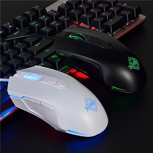 Ajazz AJ52 Colorful Backlit Wired Gaming Mouse - White