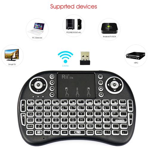 Rii RT-MWK08RF(i8s) Wireless Mini Keyboard Backlit Black