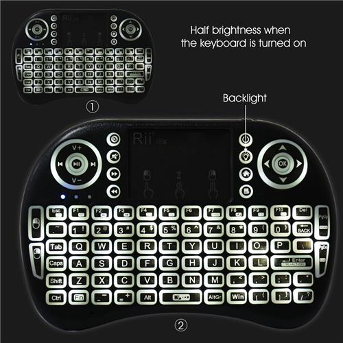 Rii RT-MWK08RF(i8s) Wireless Mini Keyboard Backlit Black