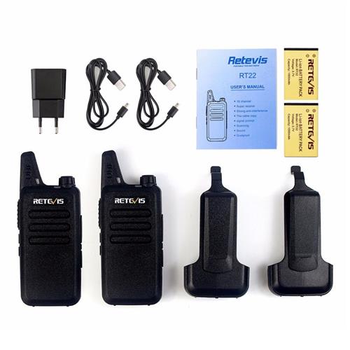 2PCS Retevis RT22 Walkie Talkie Black