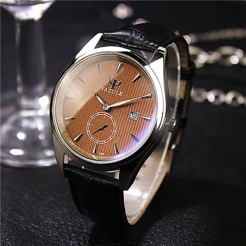 YAZOLE 306 Men Quartz Watch Brown Black