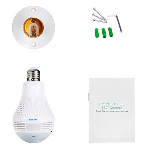 ESCAM QP136 960P WiFi IP Bulb Camera White