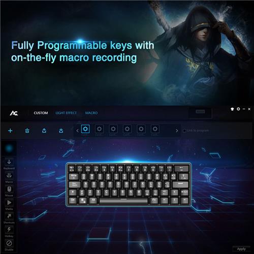 ACGAM AG6X Wired Mechanical Keyboard Full Keys Programmable