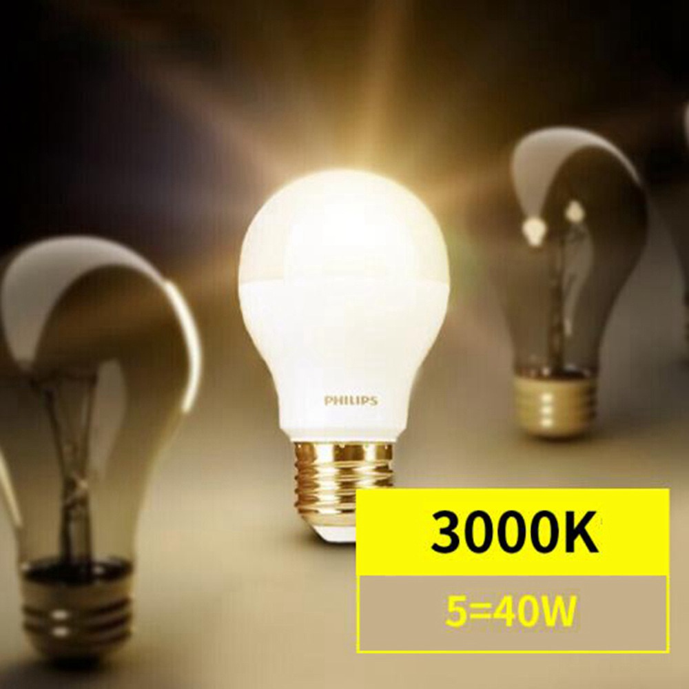Philips LED Bulb 5W E27 Screw 3000K Light Yellow Light