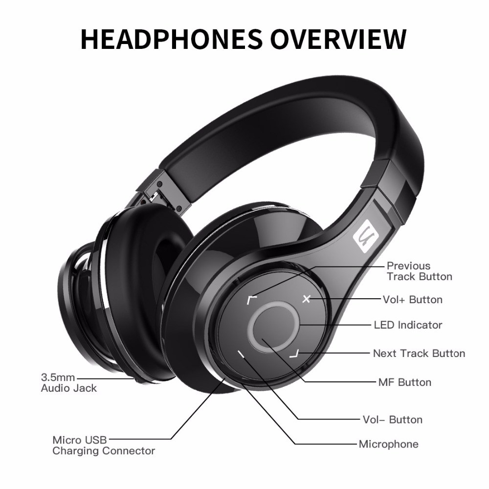 Bluedio UFO Bluetooth Headphones with Mic Black