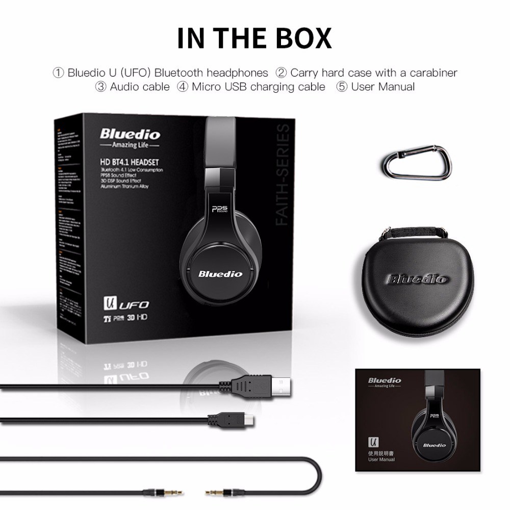 Bluedio UFO Bluetooth Headphones with Mic Black