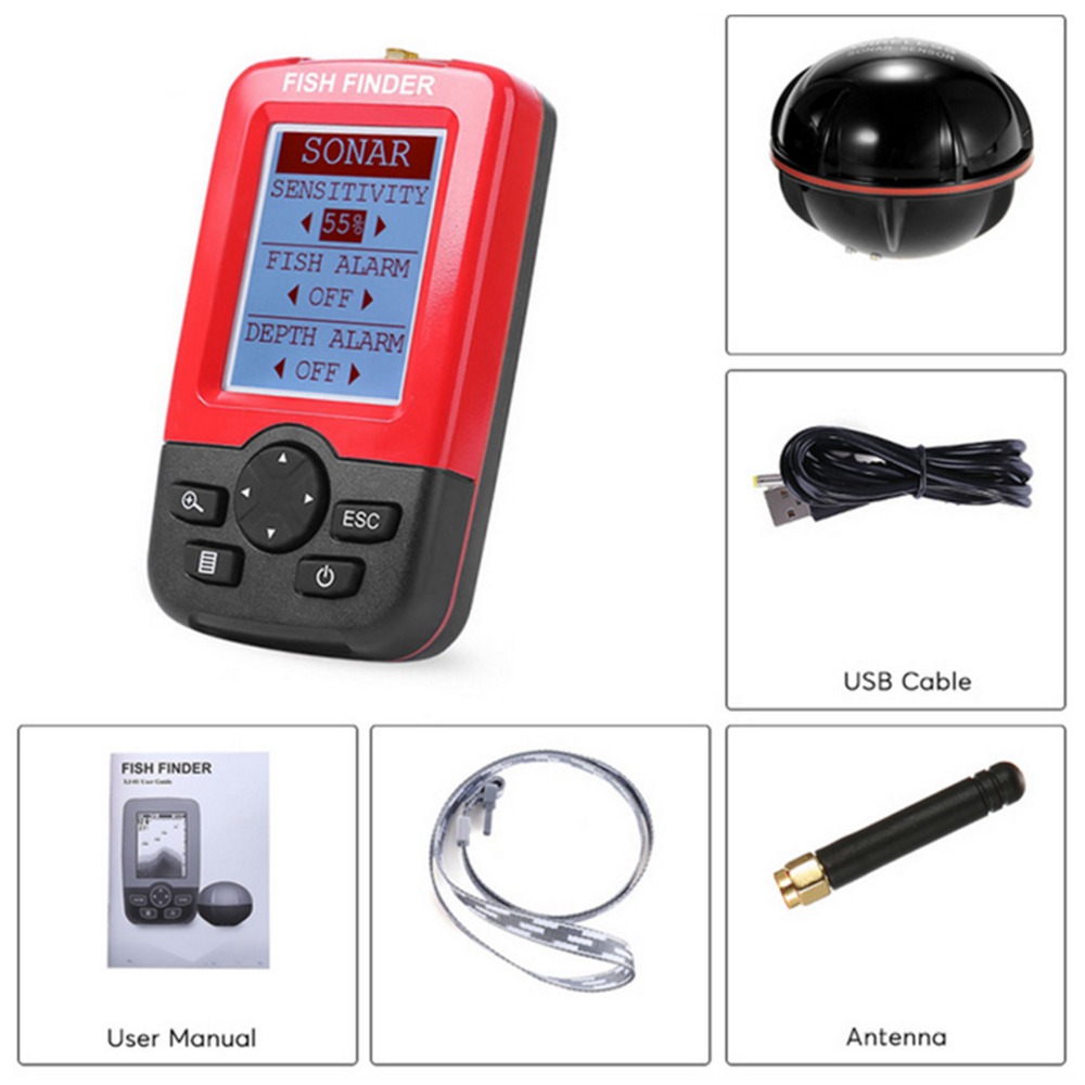 XJ-01 Wireless Fish Finder Sonar Technology Wireless Sensor Red