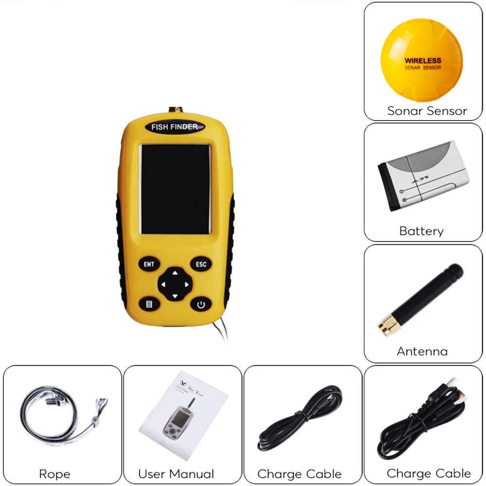 XJ-01 Wireless Fish Finder Sonar Technology Wireless Sensor Yellow