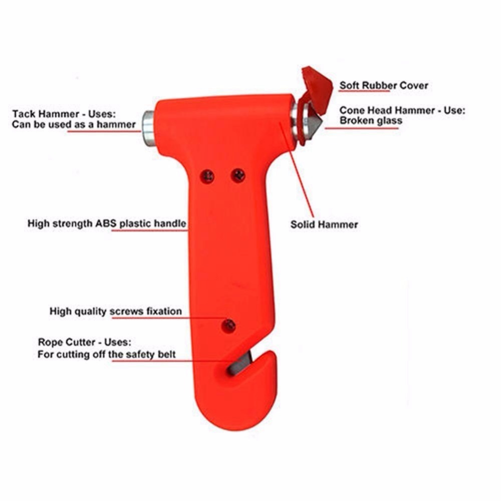 Car Safety Escape Emergency Hammer Rescue Tool Orange