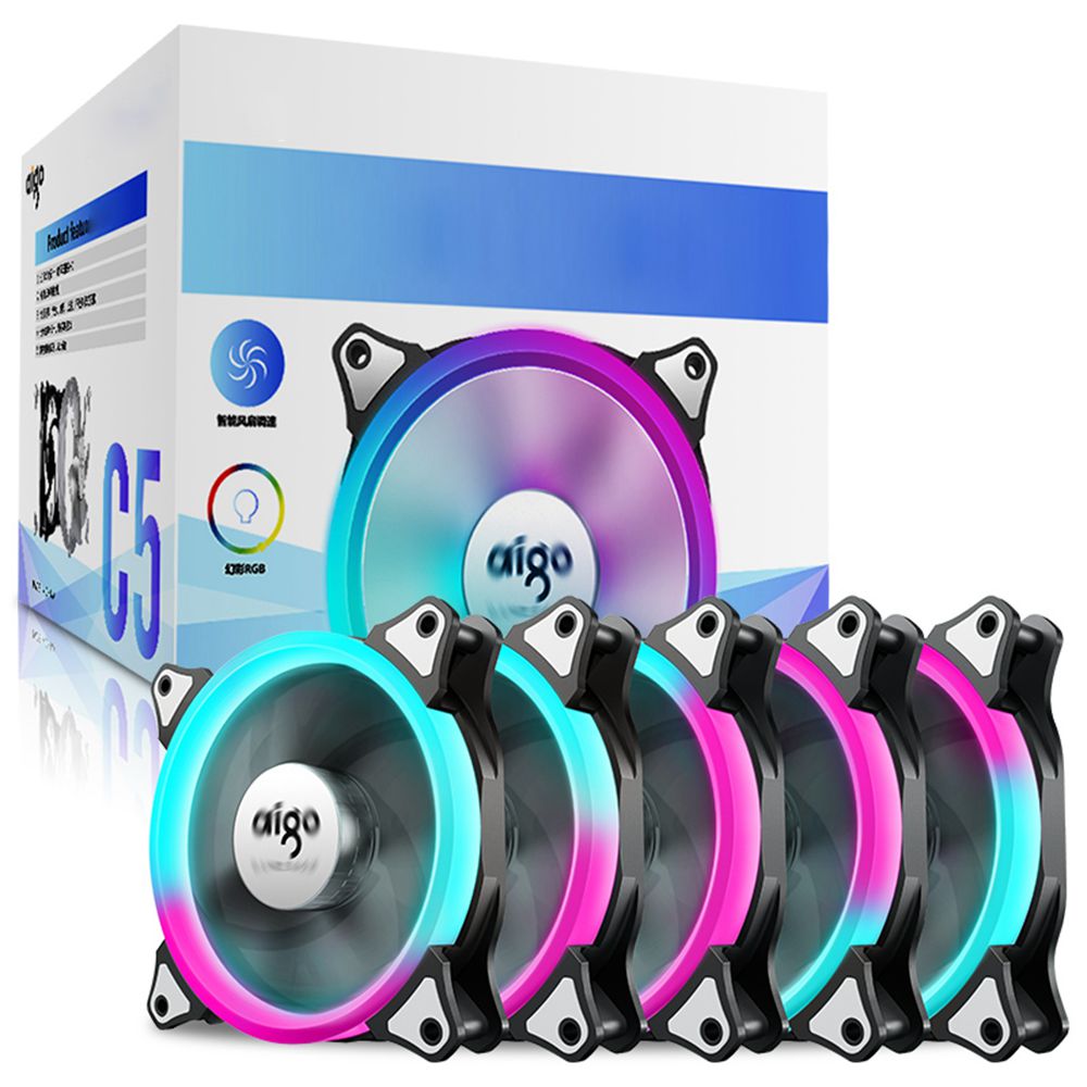 Aigo C5 120mm Case Cooling Fan with Controller White + Black